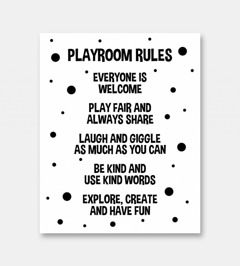 Playroom Rules Print, Playroom Decor - Limitation Free